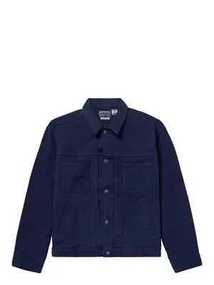 Blue Blue Japan Indigo-dyed Sashiko Cotton Trucker Jacket - Blue