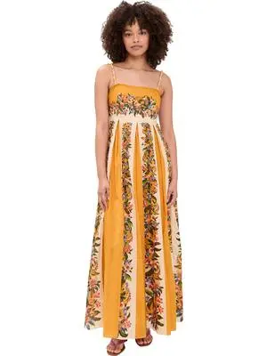 Farm Rio Floral Print Maxi Dress - Hilo Stripes Sand