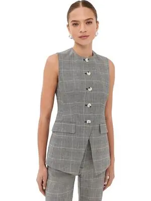 Veronica Beard Lois Plaid Vest - Black Multi