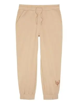 NOW YOU LIVE Magna Logo-embroidered Cotton-blend Sweatpants - Beige