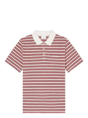 A.p.c. Oscar Logo-embroidered Striped Organic Cotton-piqué Polo Shirt - Red