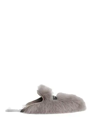 Dolce & Gabbana Shearling And Suede Slippers - Grey