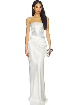 Retrofete Alexandra Strapless Gown - White & Silver