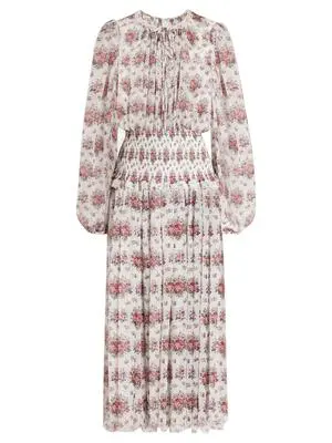 Dolce & Gabbana Flower Bouquets-print Long Chiffon Dress - Multicolor