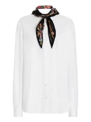 Dolce & Gabbana Poplin Shirt With Silk Scarf - White