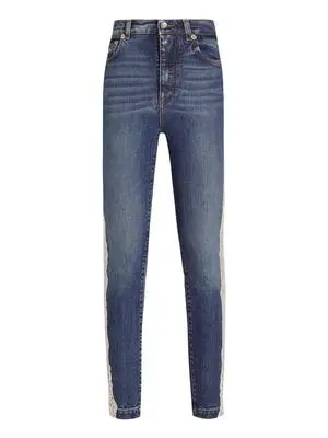 Dolce & Gabbana 5-pocket Denim Trousers With Lace - Multicolor