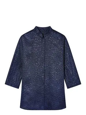Giorgio Armani Viscose-blend Jacket With Sequins - Navy Blue