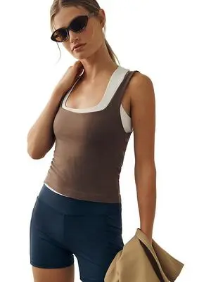 LYREBIRD Lb Skin Shelf-bra Tank Top - Chocolate