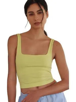 LYREBIRD Square-neck Shelf-bra Tank Top - Limeade