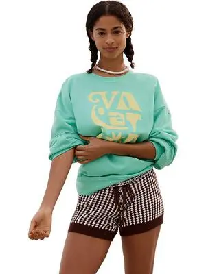CELANDINE Crew-neck Oversized Sweatshirt - Green