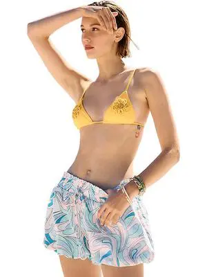 CELANDINE Bubble Bloomer Shorts - Blue Pattern