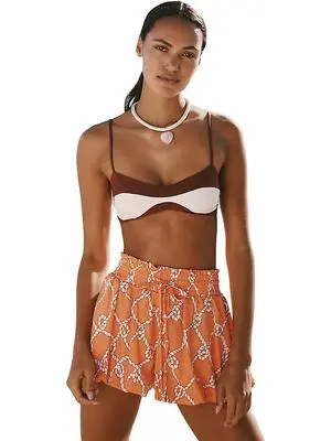 CELANDINE Bubble Bloomer Shorts Orange Pattern