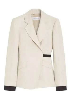 Max Mara Double-breasted Blazer In Linen Drill - Sand