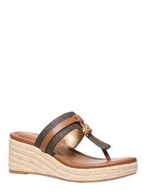 Michael Kors Zoe Logo Wedge Sandal - Brown
