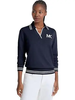 Michael Kors Cotton-blend Polo Sweater - Blue