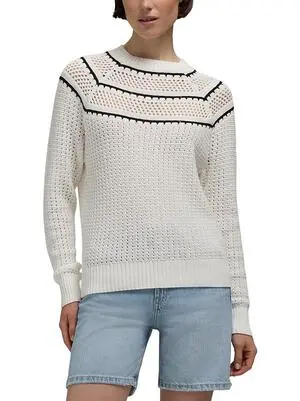 Hunter Pointelle Knit Sweater - Snow- White