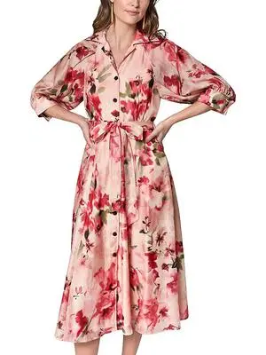Donna Karan New York Floral Print Midi Dress - Geranium Multi