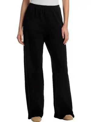 Aqua Wide-Leg Cotton Sweatpants Black