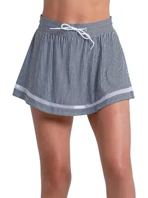 Lucky In Love High Waist Seersucker Skirt - Midnight