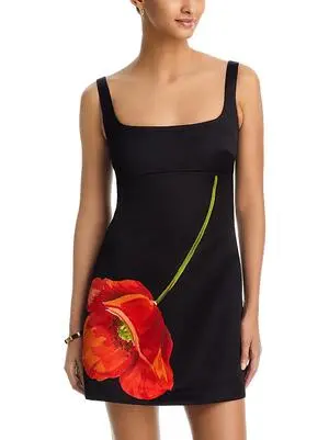 Aqua Sleeveless Crepe Mini Dress - Black