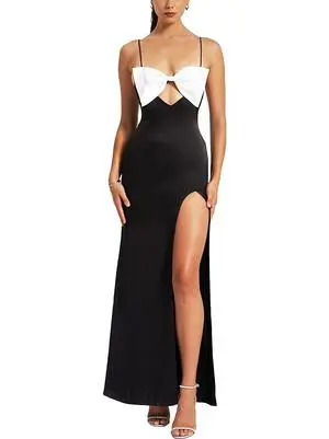 MISS CIRCLE NEW YORK Eleanor Bow Satin Gown - Black