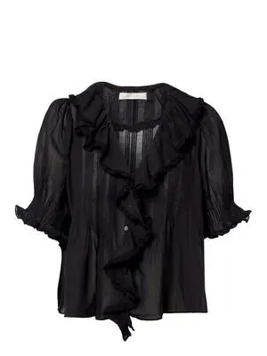 DÔEN Cotton Voile Henri Top Black