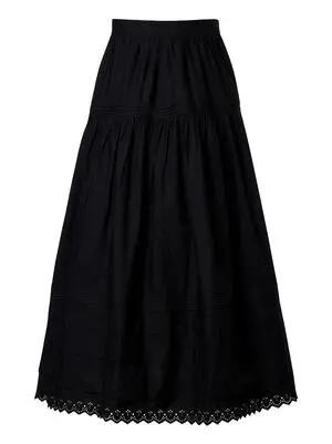 DÔEN Sebastiane Cotton Poplin Midi Skirt - Black