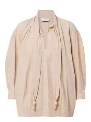 LEMAIRE Tie-neck Cotton Crêpe Blouse - Beige