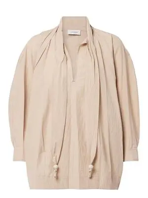 LEMAIRE Tie-neck Cotton Crêpe Blouse - Beige
