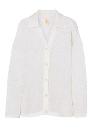 Jardin Des Orangers Open-knit Wool And Cashmere Cardigan - White