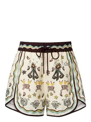ALEMAIS Sun Dancer Printed Linen Shorts