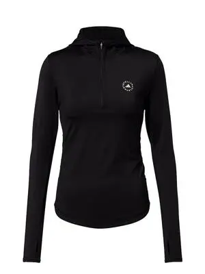 Adidas By Stella McCartney Logo Hooded Zip-up Top - Black