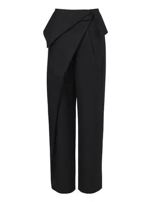 Loewe Draped Wool Wide-leg Pants - Black