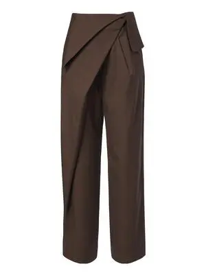 Loewe Draped Wool Wide-leg Pants - Brown