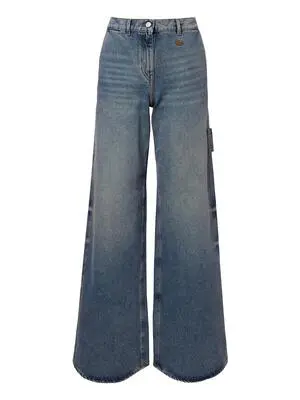COURREGES Courrèges Logo Wide-leg Jeans - Blue