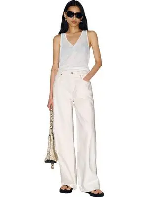 REFORMATION Reisa Adjustable Waist Baggy Jeans - Ivory