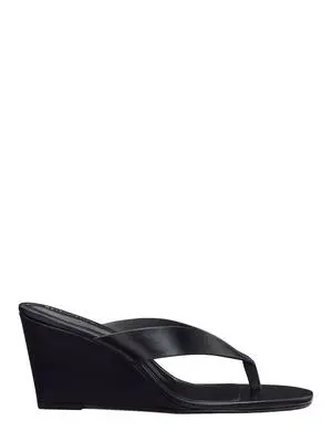 REFORMATION Jessie Wedge Thong Sandals - Black