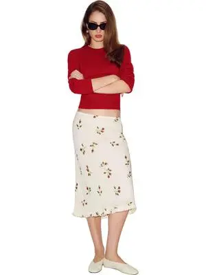 REFORMATION Petites Layla Knee Length Skirt - Ivory