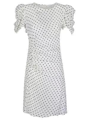MAR DE MARGARITAS Karin Ruffled Polka-dot Mini Dress - White