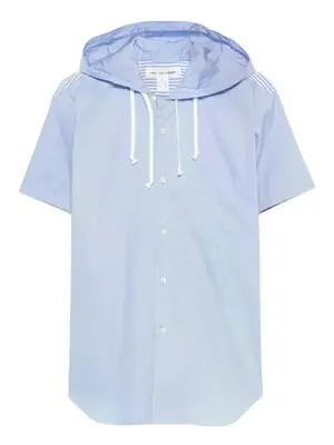 Comme Des Garçons Hooded Stripe-pattern Shirt - Blue