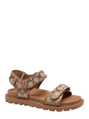 COACH Brynn Crystal Signature Jacquard Sandals - Tan