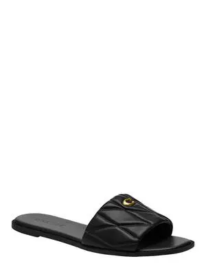 COACH Holly Quilted Sandal Black