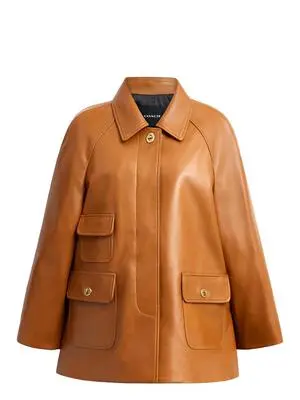 COACH Leather Swing Coat With Turnlock Closure - Saddle