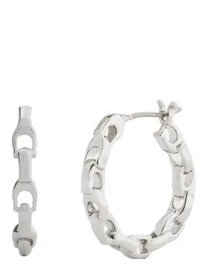 COACH Linked C Small Hoop Earrings - Silver