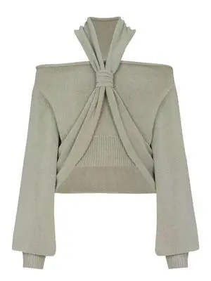 Balmain Long-sleeve Off-shoulder Sweater - Green