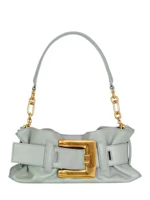Balmain Mini Anthem Leather Clutch Blue