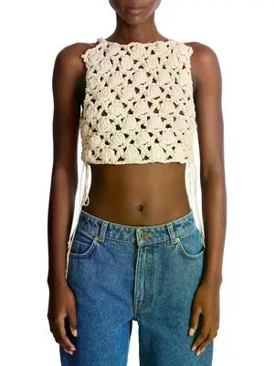 Balmain Tie-Detail Top Neutrals
