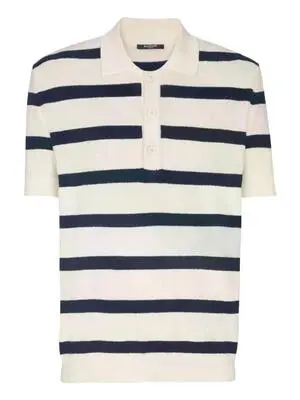 Balmain Striped-pattern Polo Shirt - Neutrals