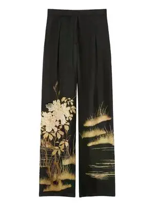 Max Mara Floral-print Palazzo Pants - Black