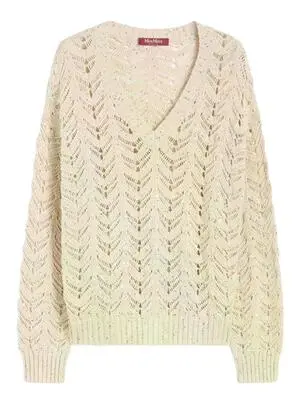 Max Mara Openwork V-neck Top - Neutrals
